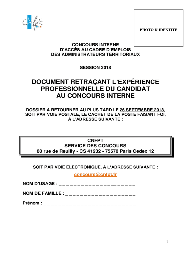Remplissable En Ligne Le cadre d'emploi d'administrateur territorial Fax Email Imprimer - pdfFiller