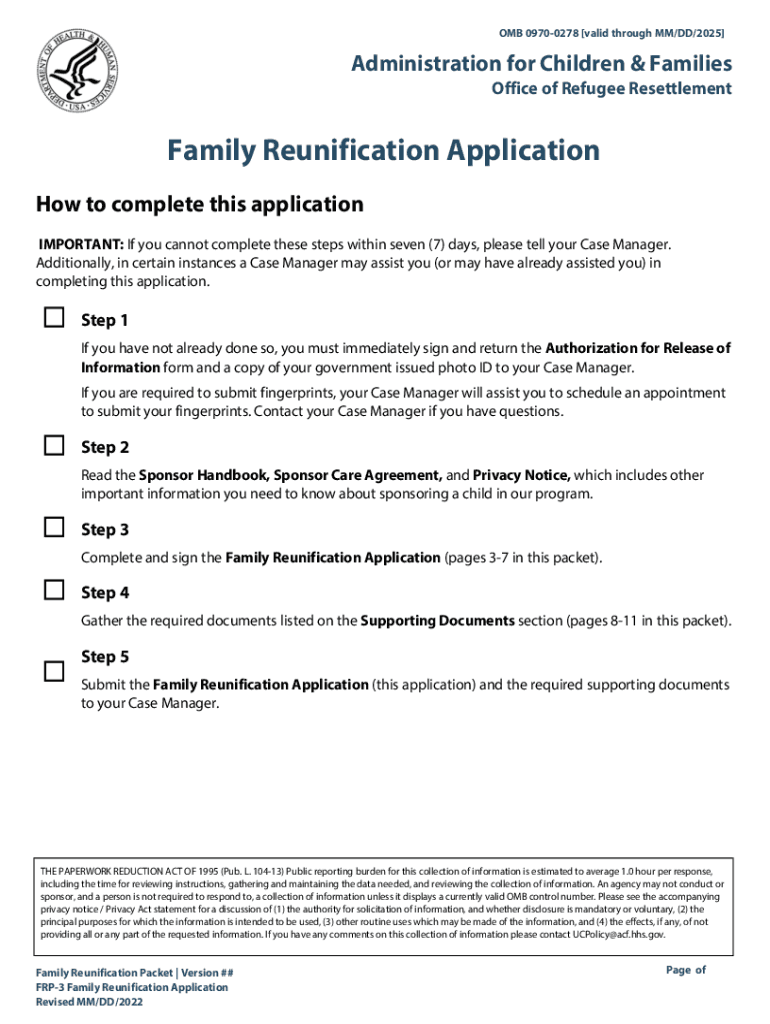 Fillable Online FRP 3 Family Reunification Application Fax Email Print ...