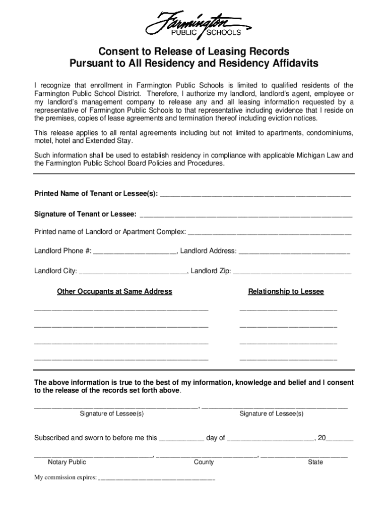 Fillable Online Consent to Release of Leasing Records Fax Email Print ...