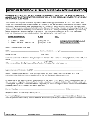 Fillable Online Michigan Reciprocal Alliance Guest Data Access ...