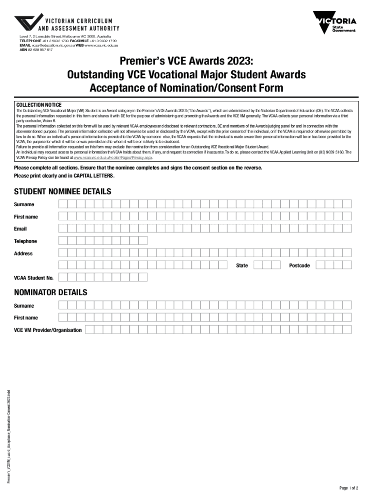 Fillable Online Victorian Certificate of Education Application for ...