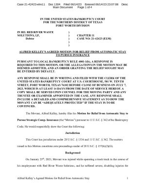 Fillable Online Motion to Lift Stay - Kelley Fax Email Print - pdfFiller