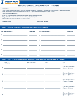 Fillable Online Internet Banking Application Form - Business Bank of ...