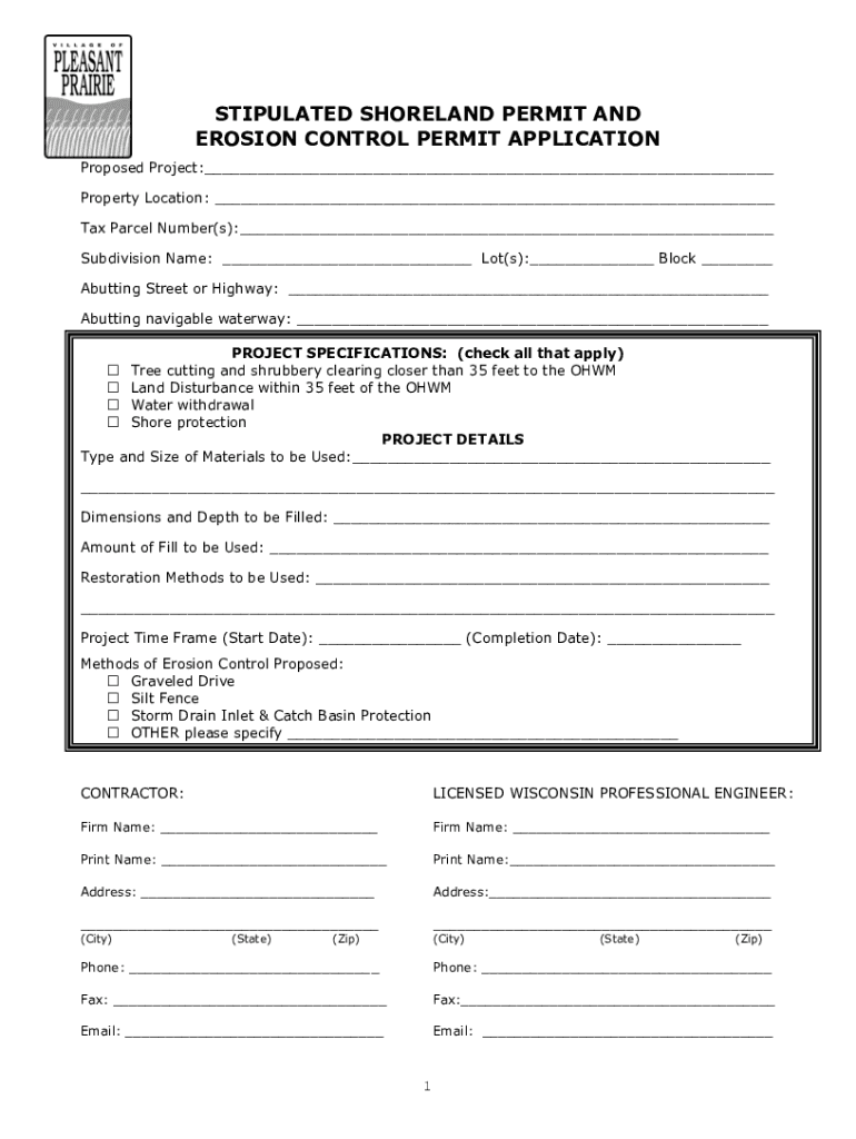 Fillable Online application for stormwater / erosion control permit Fax ...