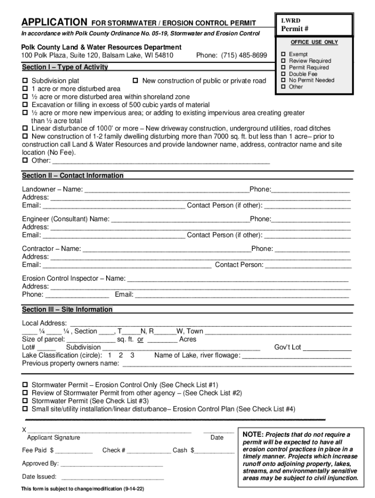 Fillable Online Polk County Land & Water Management ( Fax Email Print - pdfFiller