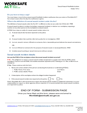Fillable Online Sexual Assault Incident - Notifiable Incident Form Fax ...