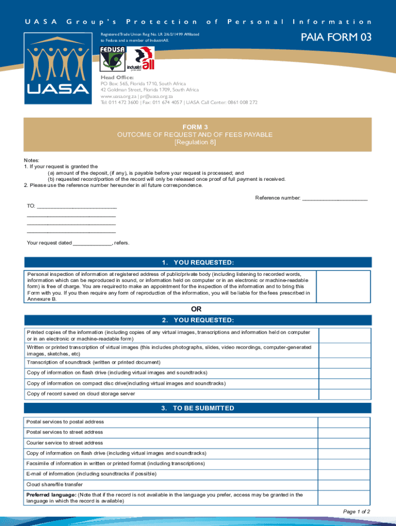 Fillable Online PAIA FORM 03 Fax Email Print - pdfFiller