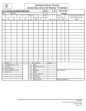 Fillable Online Interlake School Division School Bus Driver Bi-Weekly ...