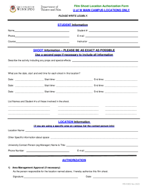 Fillable Online Film Shoot Location Authorization Form Fax Email Print ...