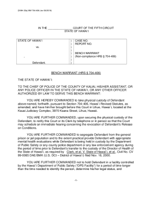 Fillable Online BENCH WARRANT (HRS 704-406) THE ... Fax Email Print - pdfFiller