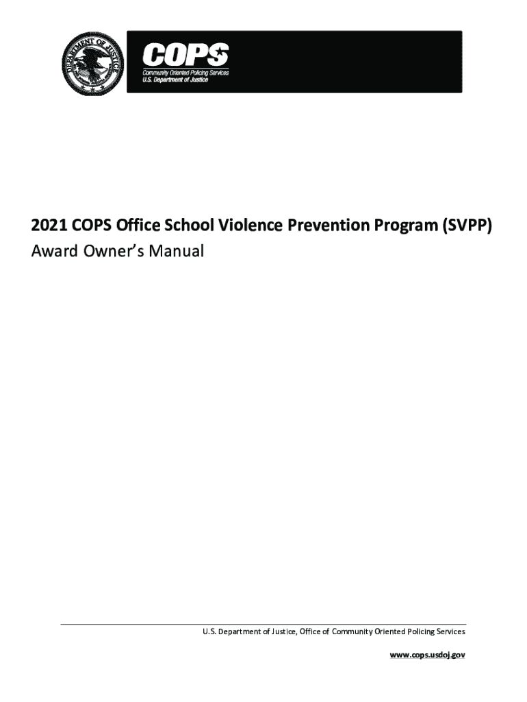 Fillable Online 2021 COPS Office School Violence Prevention Program ...