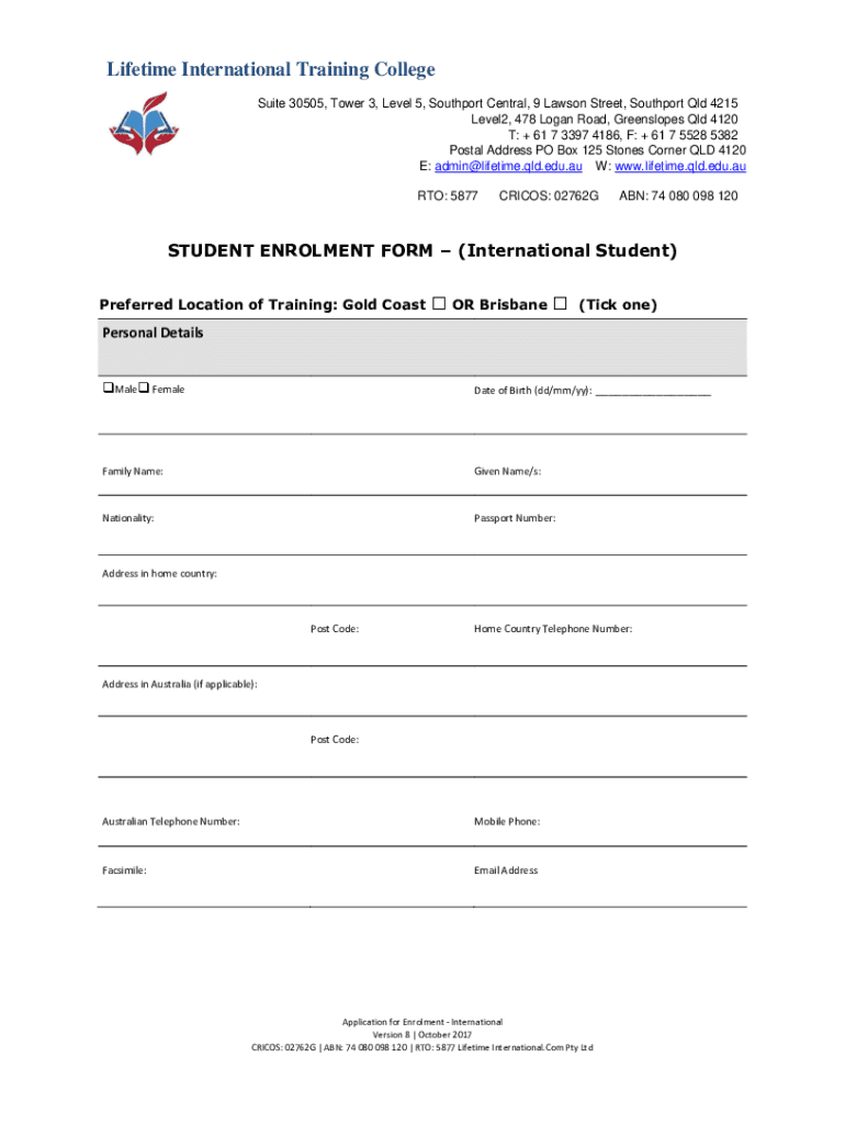 Fillable Online Lifetime International Training CollegeExplore your dreams Fax Email Print ...