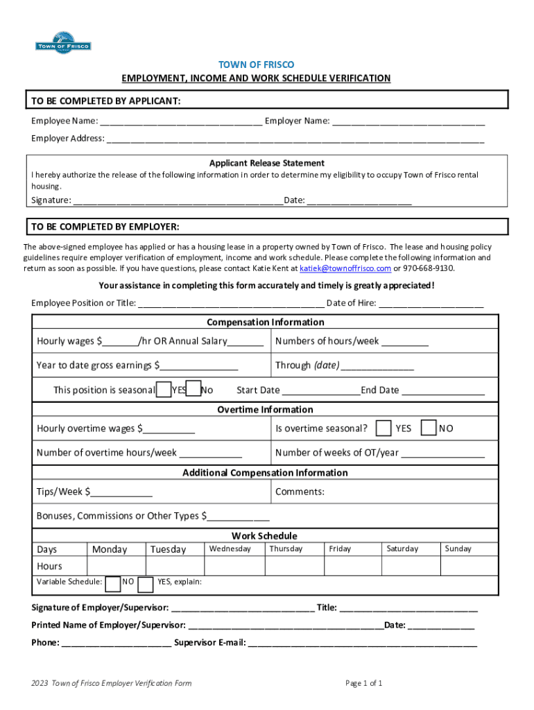 Fillable Online Employment, Income and Work Schedule Verification Fax ...