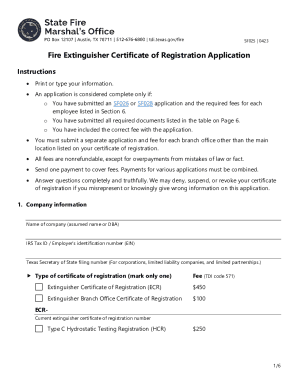 Fillable Online Fire Extinguisher Certificate of Registration Renewal ...