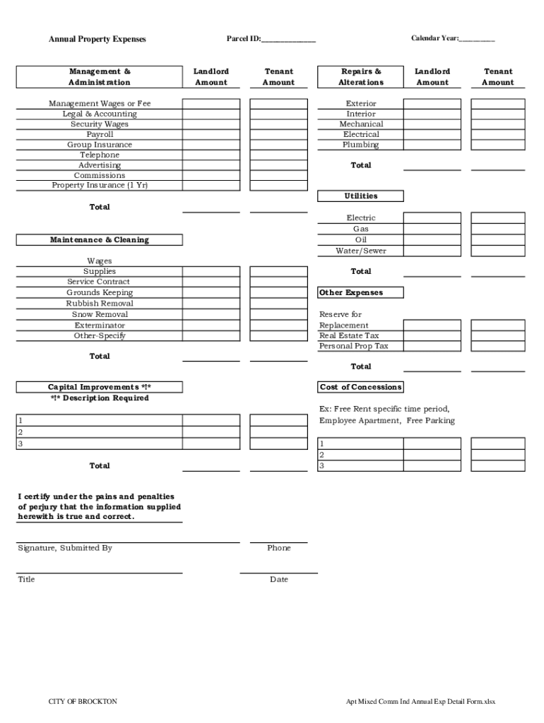 Fillable Online brockton ma apartment-mixed-use-income-expense ...