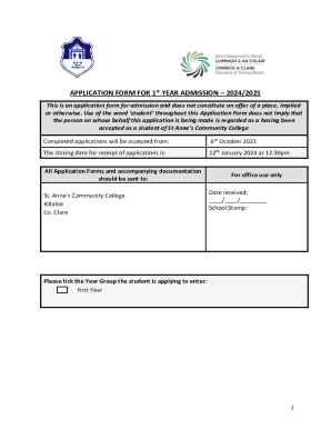 Fillable Online APPLICATION FORM FOR 1st YEAR ADMISSION Fax Email Print ...
