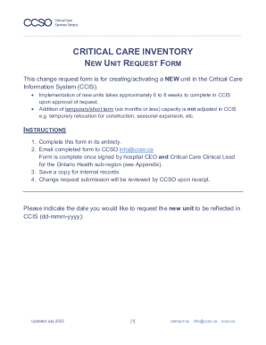 Fillable Online critical care inventory new unit request form Fax Email ...