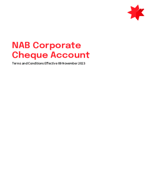 Fillable Online NAB Corporate Cheque Account Terms and Condition ...