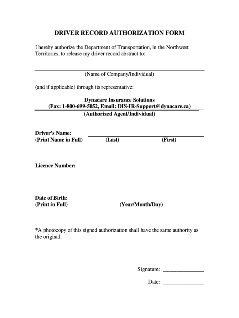 Fillable Online NWT - Authorization form - Dynacare.pdf Fax Email Print ...