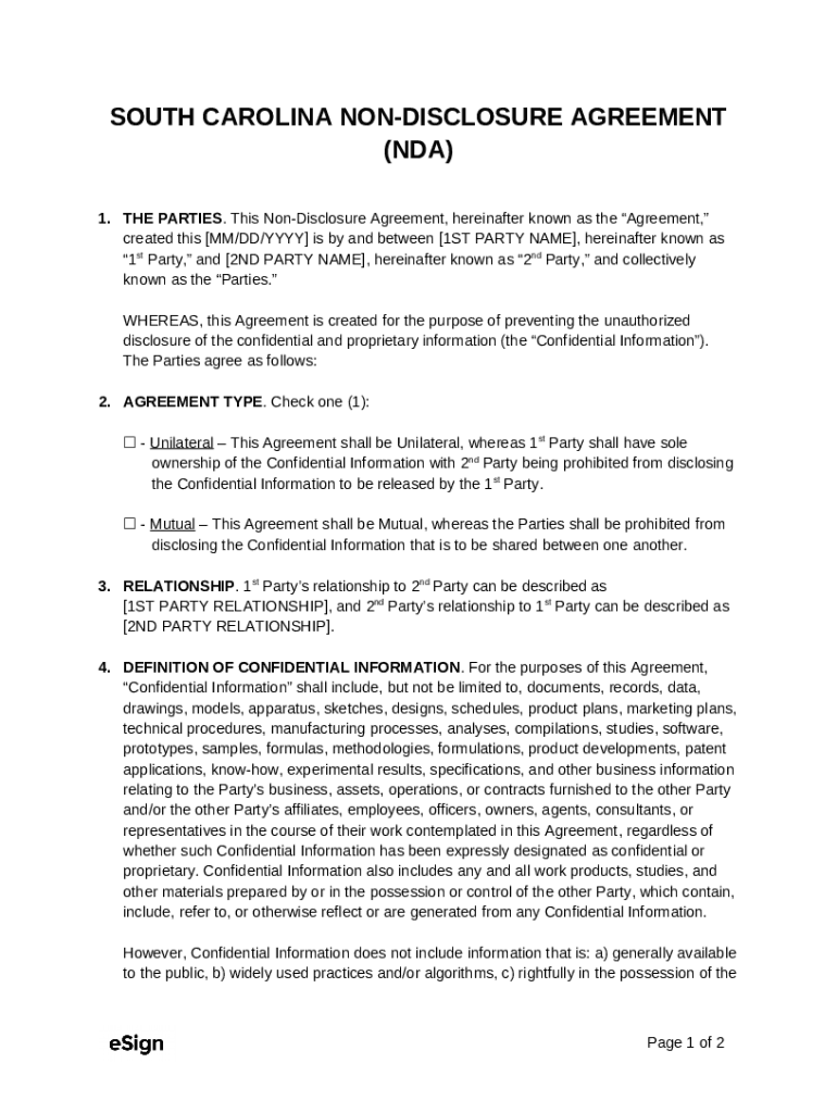 Free Non-Disclosure Agreement (NDA) TemplatePDF & Word Doc Template | pdfFiller