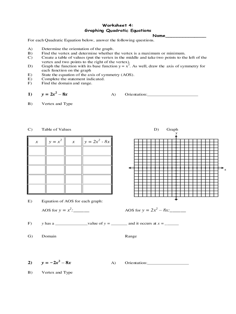 Fillable Online 6.4 Quadratic Functions and Their Graphs Fax Email Print - pdfFiller