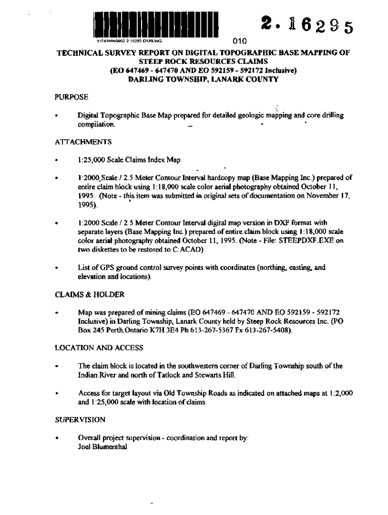 Fillable Online TECHNICAL SURVEY RPT ON DIGITAL TOPO BASE MAPPING OF ...