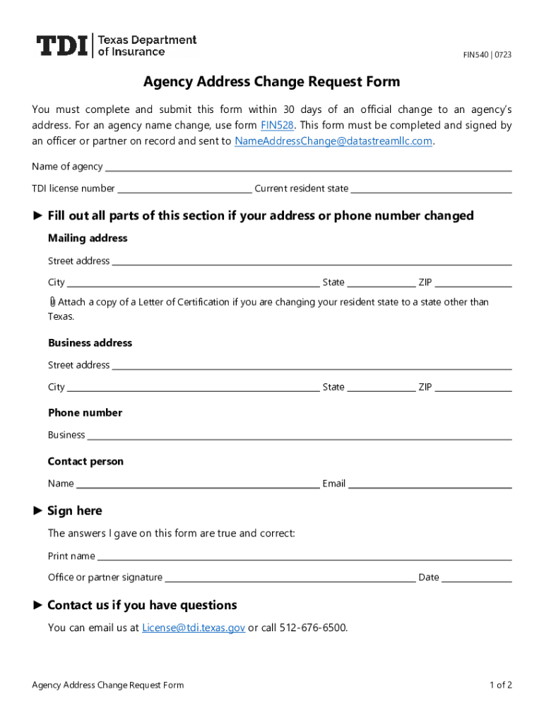 Fillable Online Fillable Online Agency address change request form Fax Email Print - pdfFiller