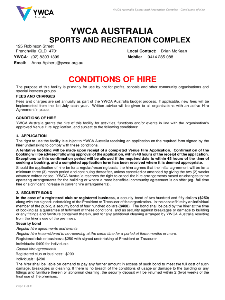 Fillable Online Venue Hire, Rockhampton Fax Email Print - pdfFiller