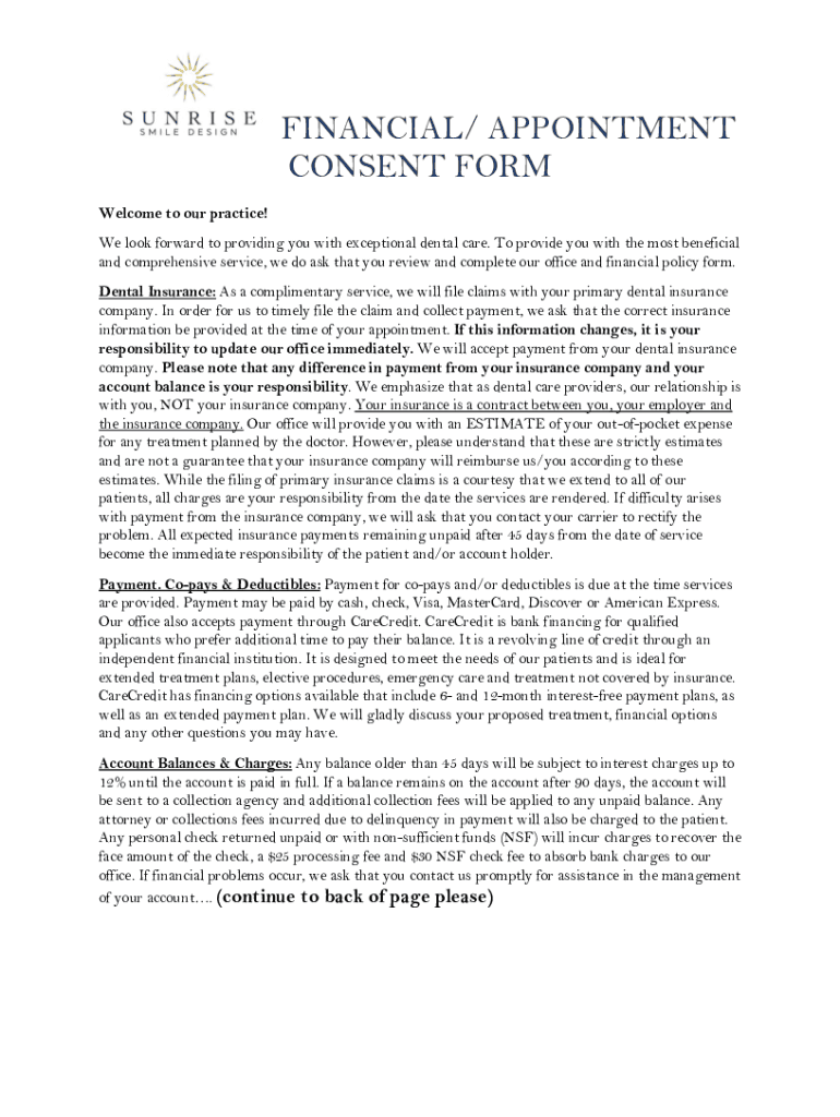 Fillable Online Financial/Appointment Consent Form - Shauna D Hayes Fax Email Print - pdfFiller