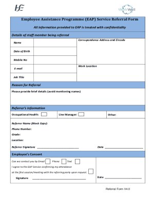 Fillable Online EAP referral form v5. EAP referral form v5 Fax Email ...