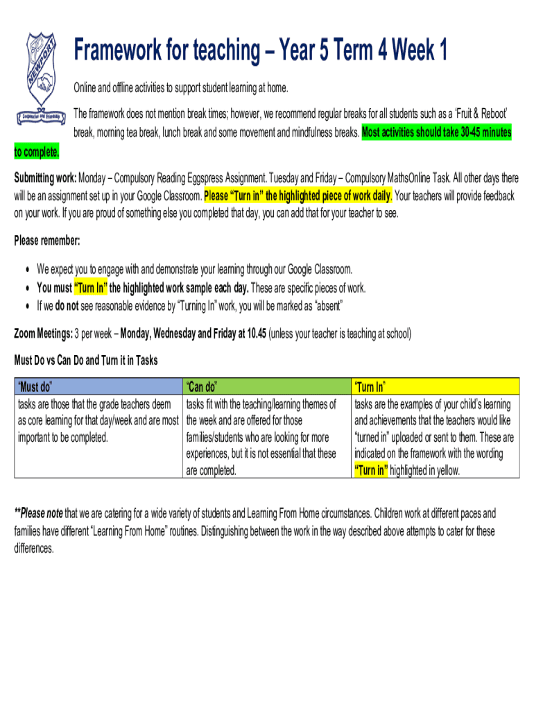 Fillable Online Framework for teaching Year 5 Term 4 Week 1 Fax Email ...