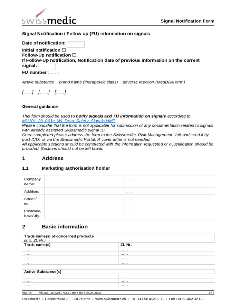 Signal Notification Doc Template Pdffiller