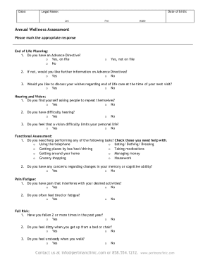 Fillable Online Annual Wellness Assessment Fax Email Print - pdfFiller