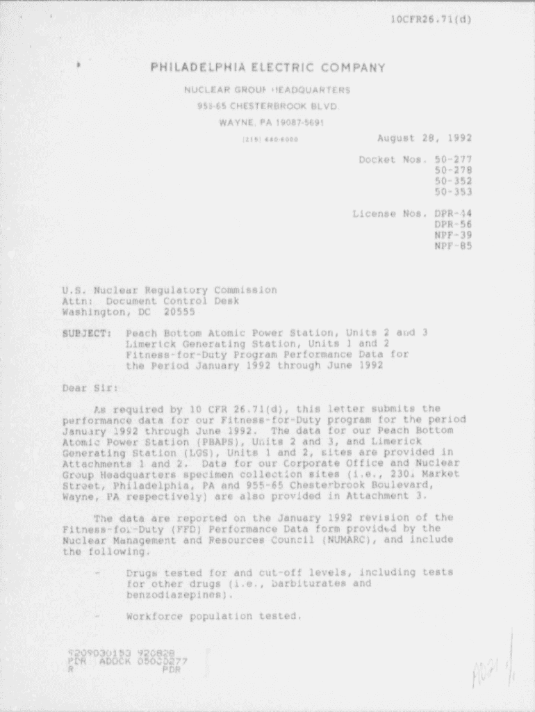 Fillable Online Forwards application for amend to License DPR-59 ...