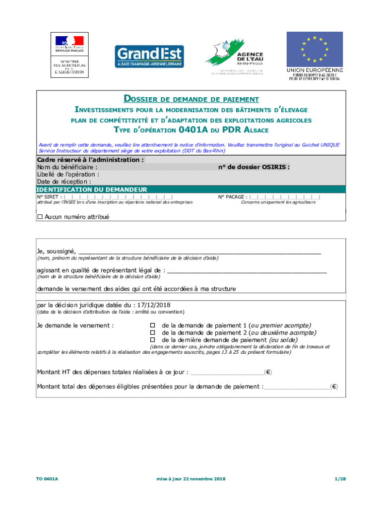 Remplissable En Ligne DOSSIER DE DEMANDE DE PAIEMENT Fax Email Imprimer - pdfFiller