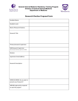 Fillable Online Research Elective Proposal Form Fax Email Print - pdfFiller