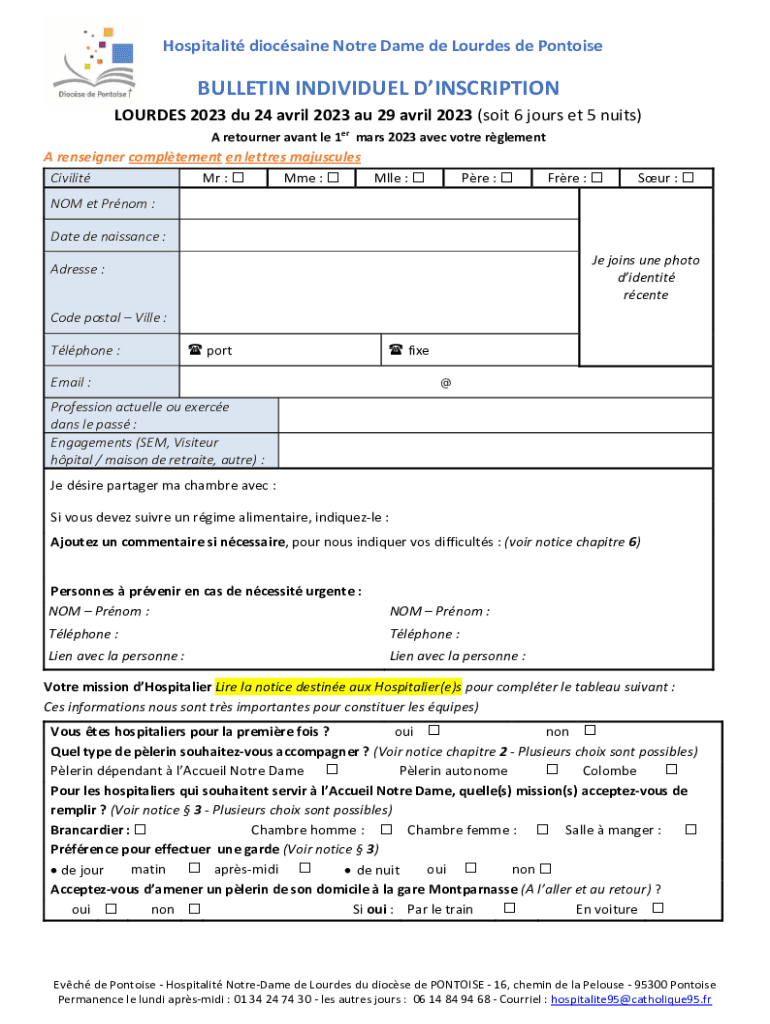 Remplissable En Ligne BULLETIN INDIVIDUEL D'INSCRIPTION Fax Email ...