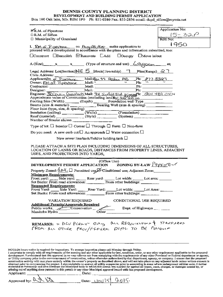Fillable Online Rural Municipality of Springfield - Planning Department ...