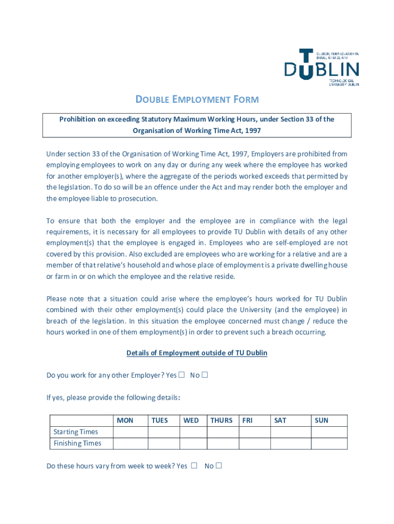 Fillable Online Working hours - Employment Fax Email Print - pdfFiller