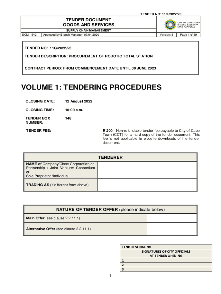 Fillable Online TENDER DESCRIPTION: PROCUREMENT OF ROBOTIC TOTAL STATION Fax Email Print - pdfFiller