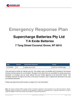 Fillable Online ntepa nt gov Emergency response plan. Emergency Plan ...