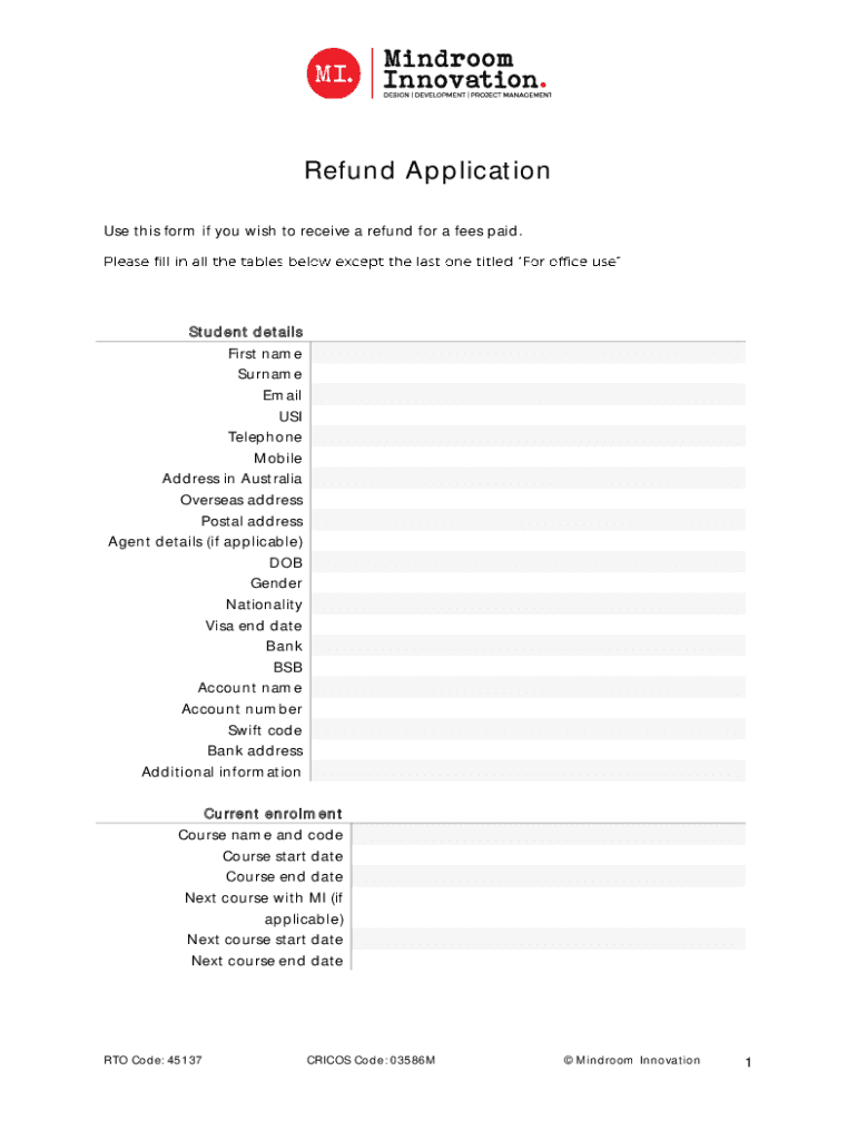 Fillable Online TRA application for refund form - Policy and Procedure ...