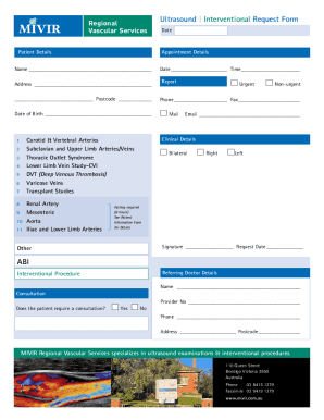 Fillable Online Ultrasound Interventional Request Form ABI Fax Email ...