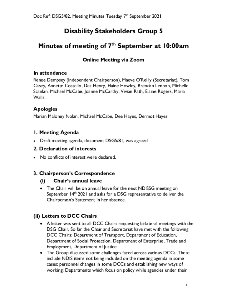 Fillable Online Renee Dempsey (Independent Chairperson), Maeve OReilly ...