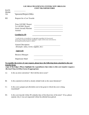 Fillable Online Cost Transfer form 011119.pdf Fax Email Print - pdfFiller
