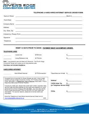 Fillable Online TELEPHONE & HARD WIRED INTERNET SERVICE ORDER FORM ...