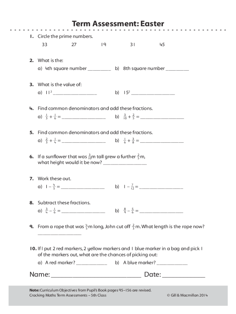 Fillable Online Assessment For The California Mathematics Standards ...