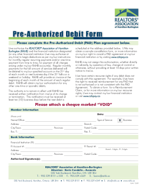 Fillable Online Authorization for Pre-Authorized Debit Plan (PAD) Fax ...