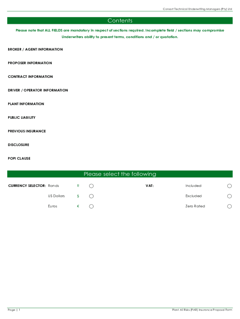 Fillable Online Consort Technical Underwriting Managers: Home Fax Email Print - pdfFiller