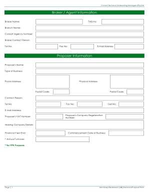 Fillable Online Machinery Breakdown (MB) Insurance Proposal Form Fax ...
